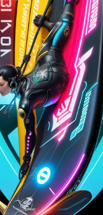 Futuristic Neon Surfing Art - free download