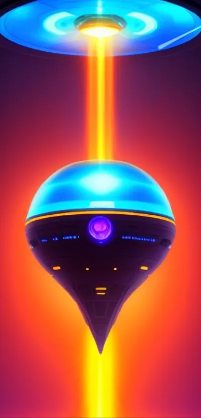Futuristic Neon UFO Art - free download