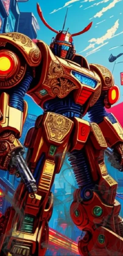 Futuristic Robot in Neon City - free download