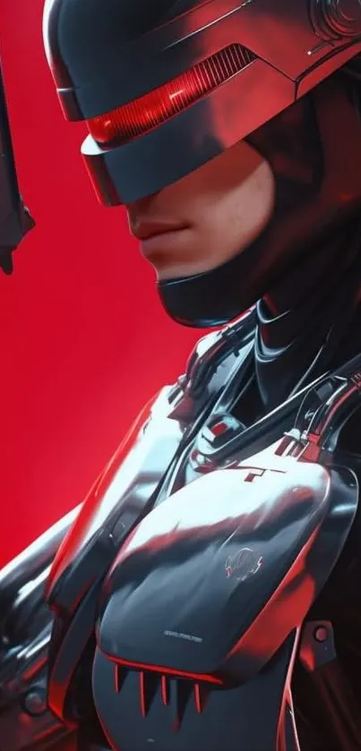 Futuristic Robot with Red Backdrop - free download