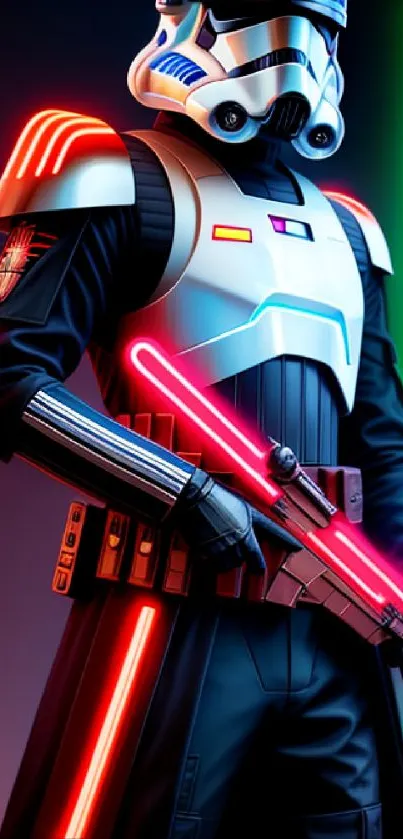 Futuristic Soldier Neon Wallpaper - free download