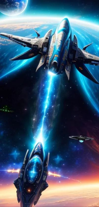Futuristic Space Battle Wallpaper - free download