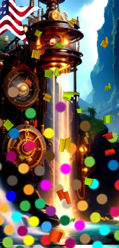 Futuristic Steampunk Waterfall Art - free download
