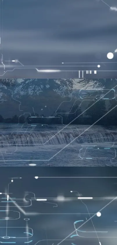 Futuristic Tech Waterfall Wallpaper - free download