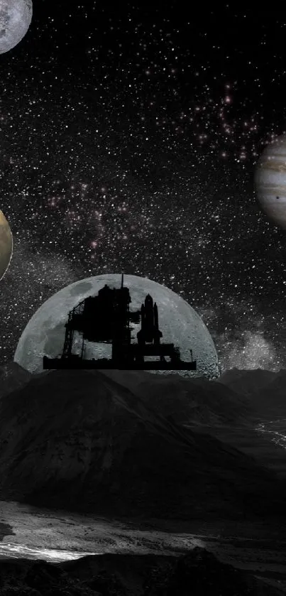 Galactic Landscape Mobile Wallpaper - free download