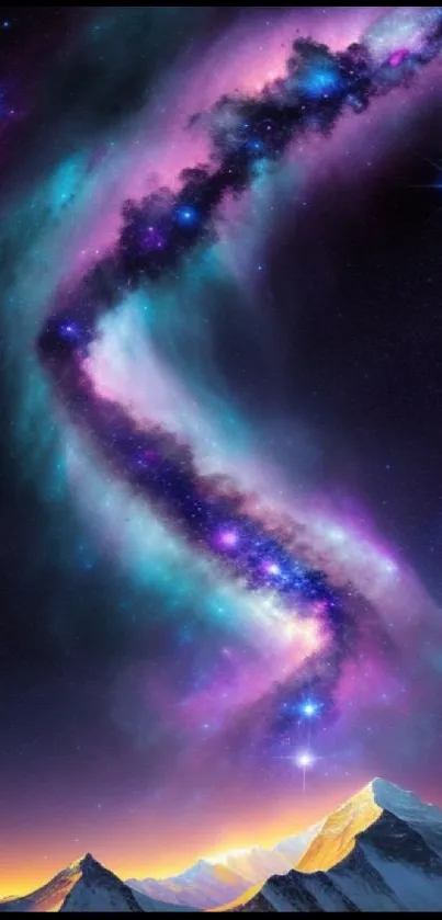 Galaxy and Mountains Wallpaper - free download