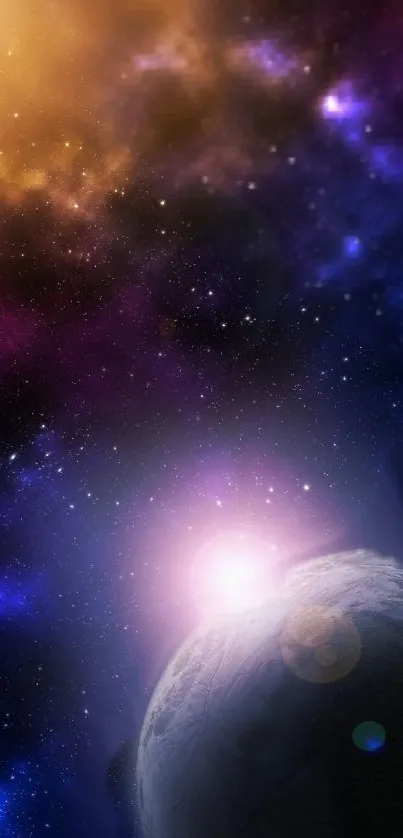 Galaxy Sky with Planet Glow - free download