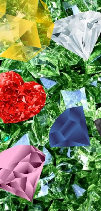 Gems on Green Shard Background - free download
