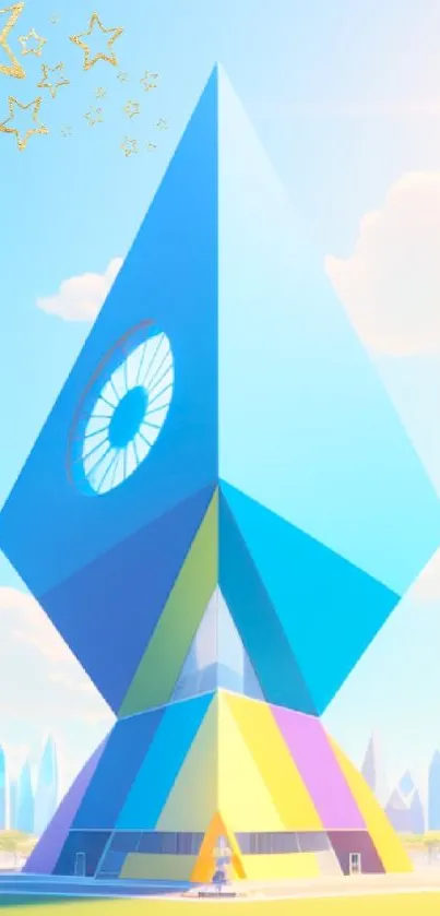 Geometric Pyramid Cityscape Art - free download