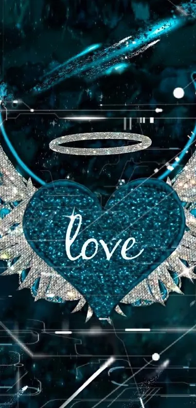 Glistening Blue Heart Wallpaper - free download