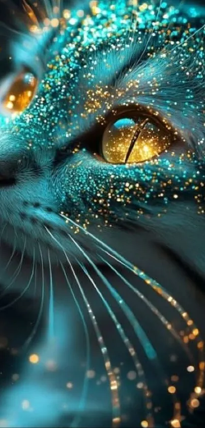 Glittering Cat Fantasy Art - free download