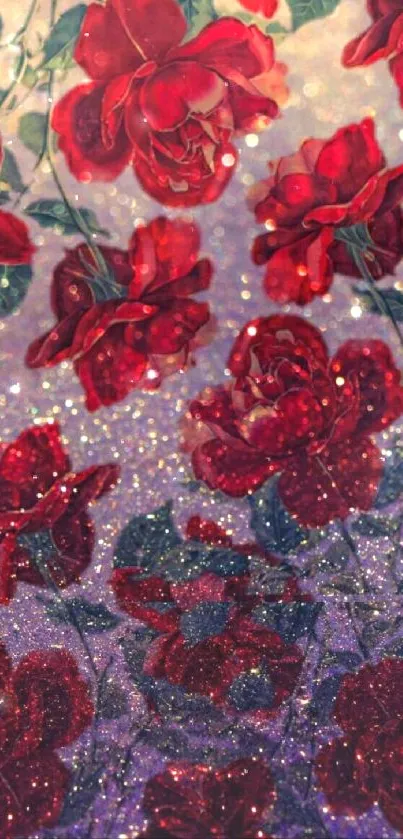 Glittering Red Roses Wallpaper - free download