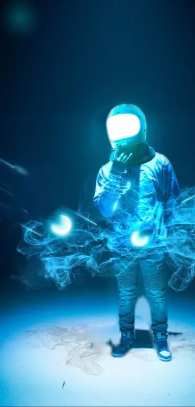 Glowing Astronaut with Blue Aura - free download