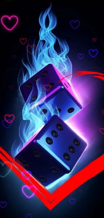 Glowing Dice with Fiery Heart - free download