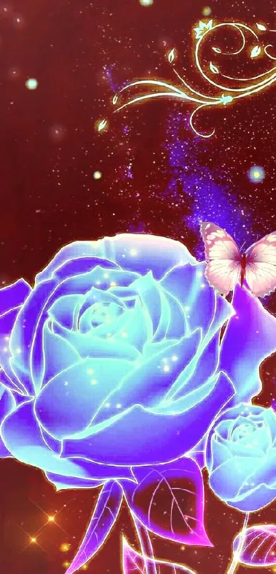 Glowing Neon Rose Art Wallpaper - free download