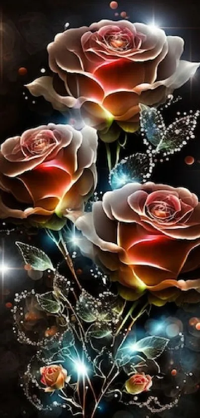 Glowing Roses Mobile Wallpaper - free download