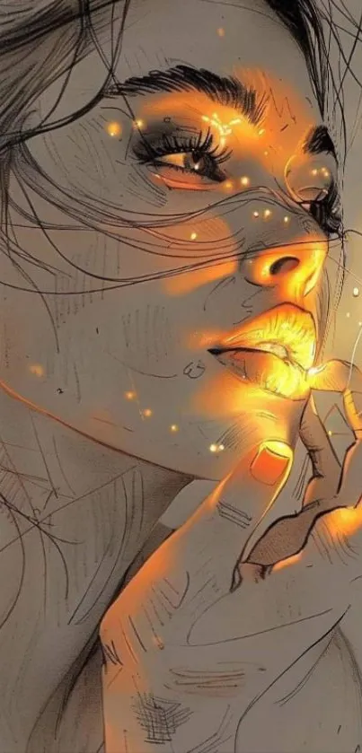 Glowing Sketch Art Mobile Wallpaper - free download