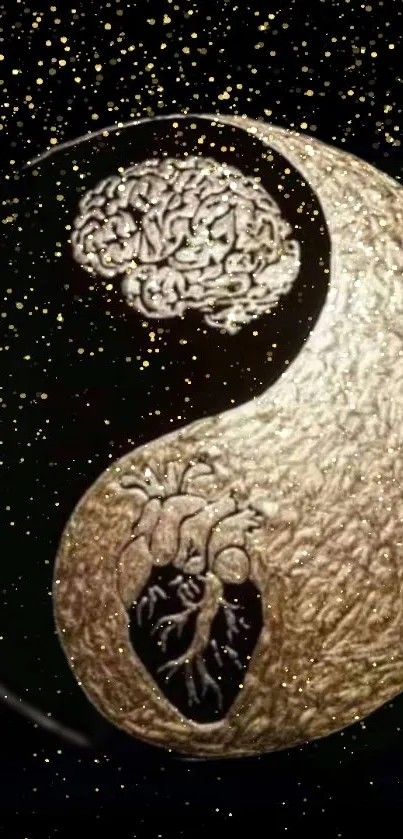 Gold Yin Yang Phone Wallpaper - free download