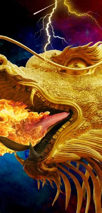 Golden Dragon with Fiery Breath - free download