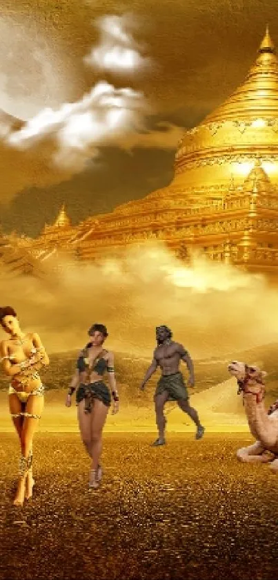 Golden Fantasy Landscape Art - free download