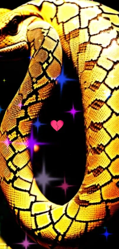 Golden Snake with Heart Wallpaper - free download