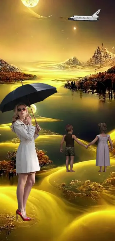 Golden Surreal Landscape Art - free download