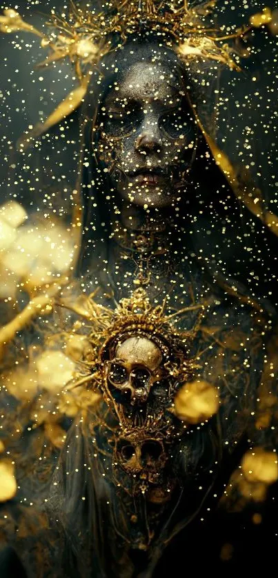 Gothic Golden Skull Art Wallpaper - free download