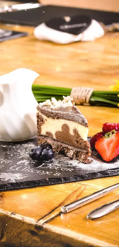 Gourmet Dessert on Wooden Table - free download
