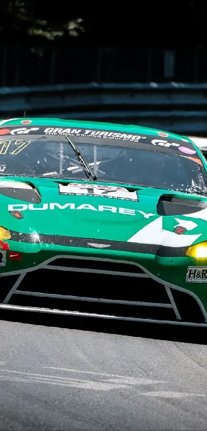 Green Race Car Action Wallpaper - free download