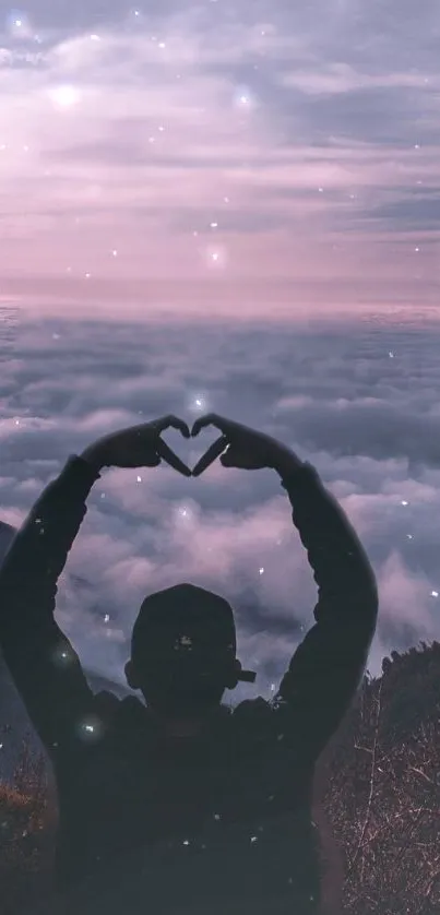 Heart Gesture in Starry Sky - free download