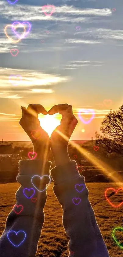 Heart Hands Sunset Wallpaper - free download