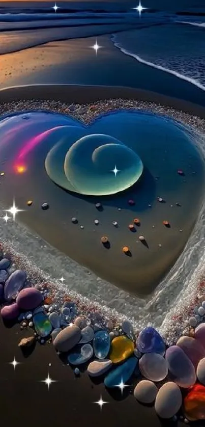 Heart in Sand Beach Sunset - free download