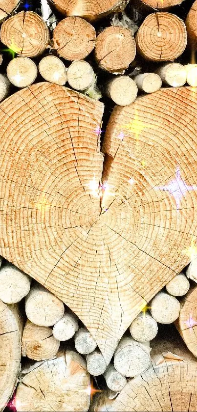 Heart in Wooden Logs Wallpaper - free download