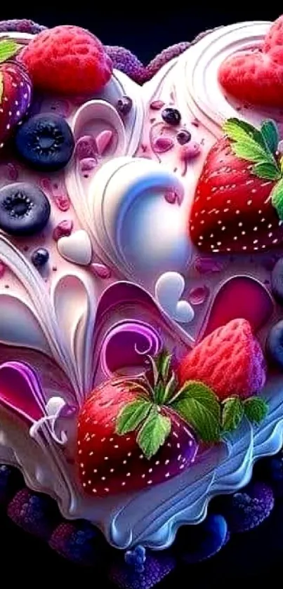 Heart-Shaped Berry Delight Wallpaper - free download