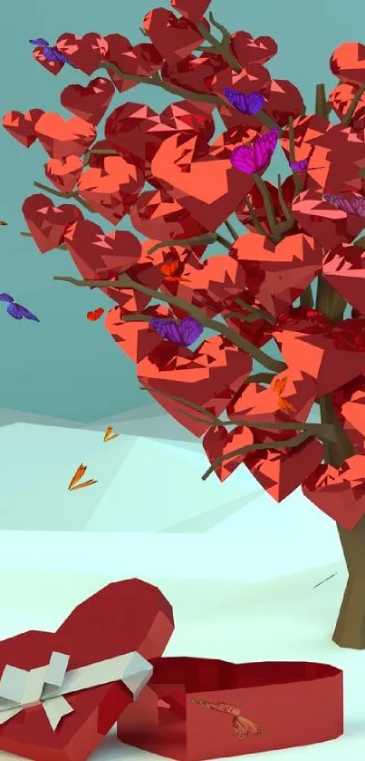 Heart Tree 3D Wallpaper - free download