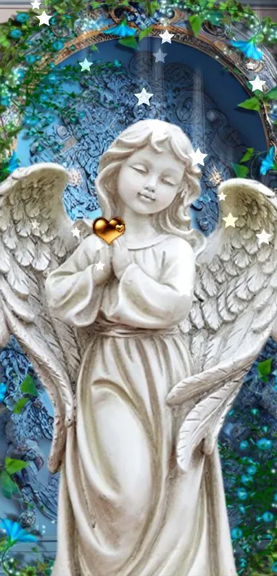 Heavenly Angel With Heart Wallpaper - free download