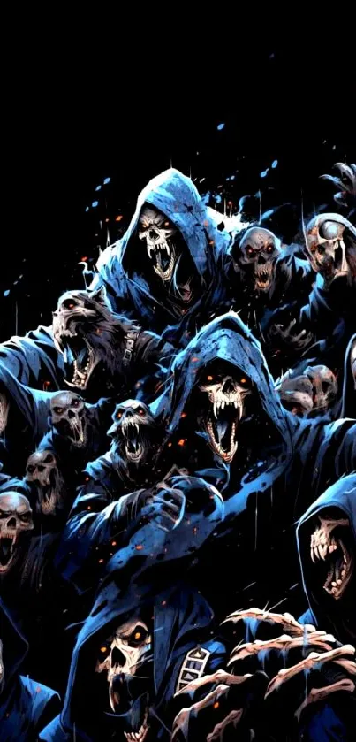 Hooded Skeletons in Blue Art - free download