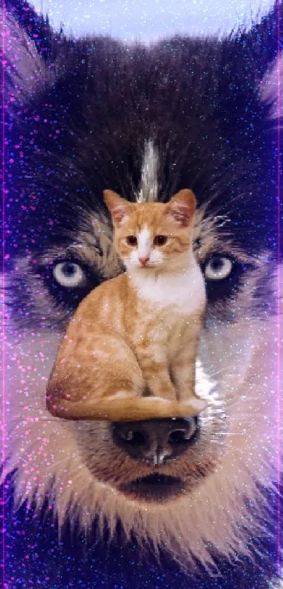 Husky and Cat Fusion Art - free download