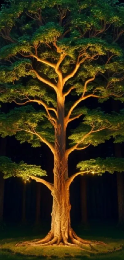 Illuminated Tree Night Wallpaper - free download