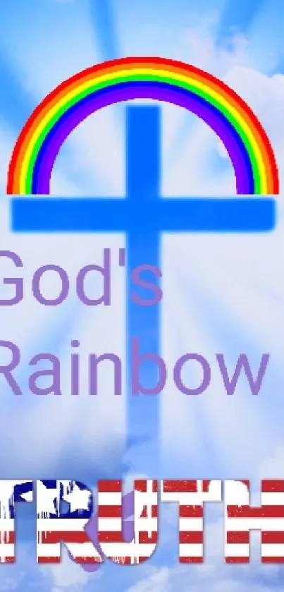 Inspirational Sky with Rainbow Cross - free download