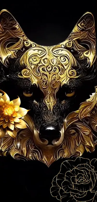 Intricate Gold Wolf Design - free download