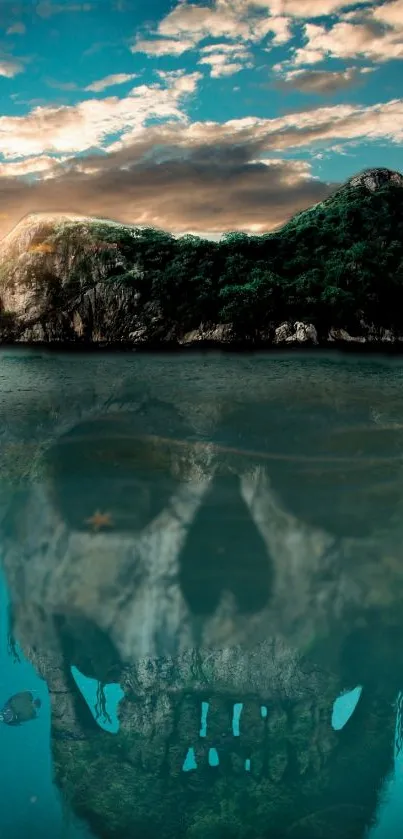 Island Skull Reflection Art - free download