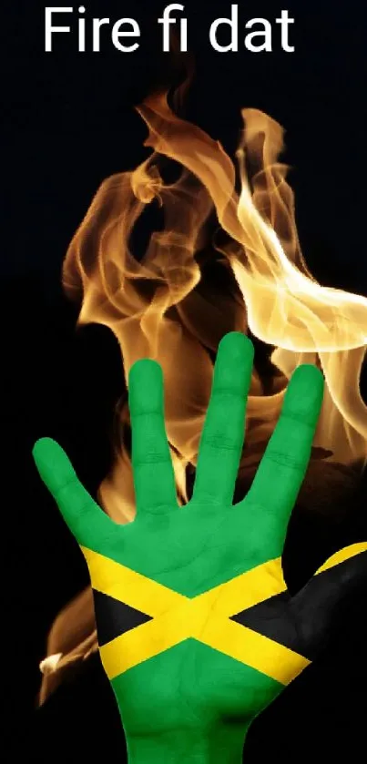 Jamaican Flag Hand on Fire - free download