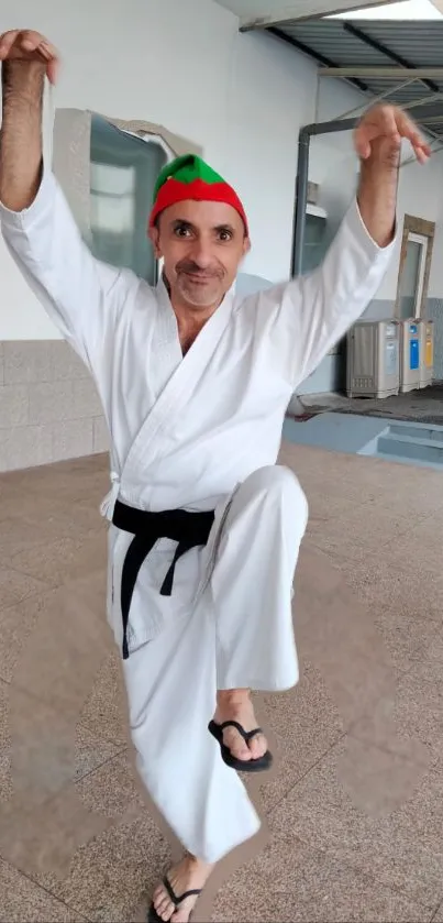 Karate Pose Elf Hat - free download