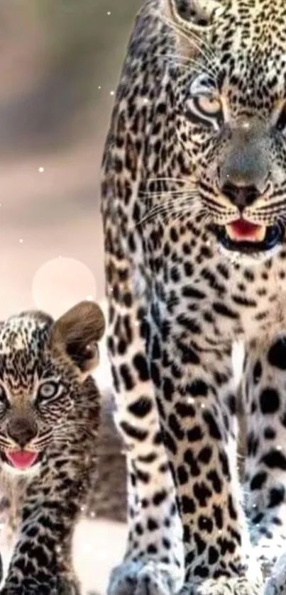 Leopard Duo Nature Wallpaper - free download