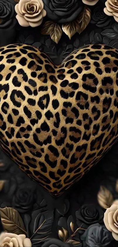 Leopard Heart Floral Wallpaper - free download
