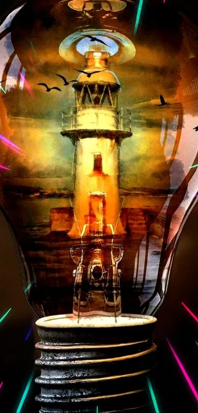Lighthouse in a Bulb Wallpaper - free download