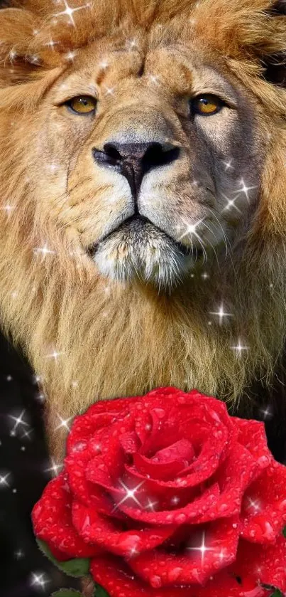 Lion and Rose Wallpaper - free download