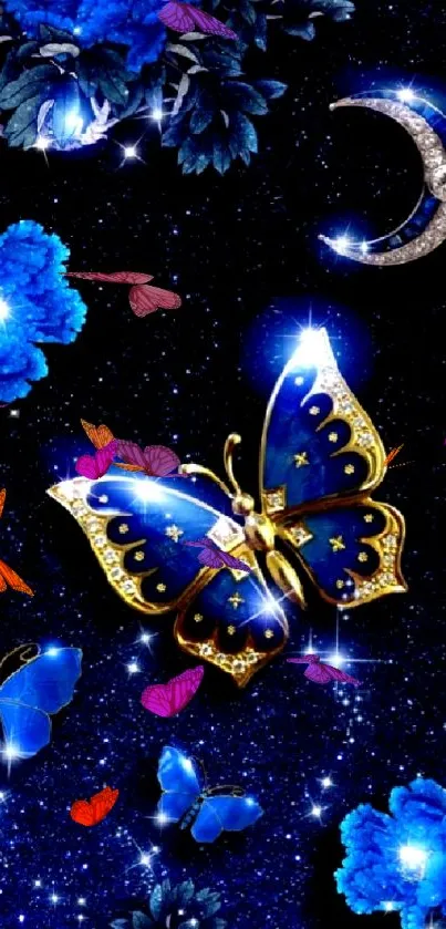 Luminous Butterfly Night Wallpaper - free download