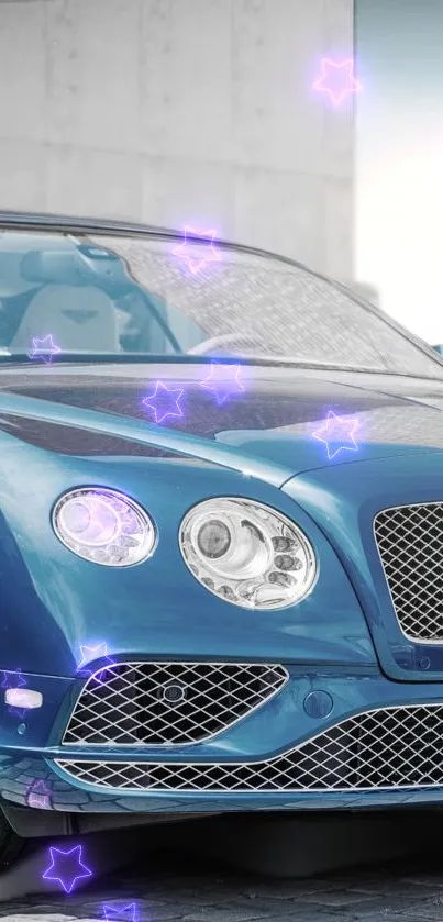 Luxury Car with Neon Stars - free download